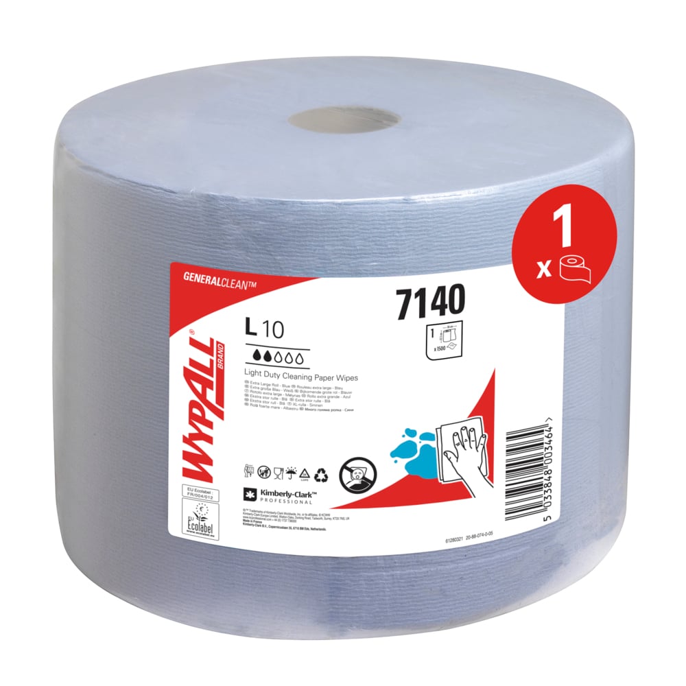 WypAll® 7140 L10 Extra Wiper Roll – Large Blue Roll – 1 x 1,500 Paper ...